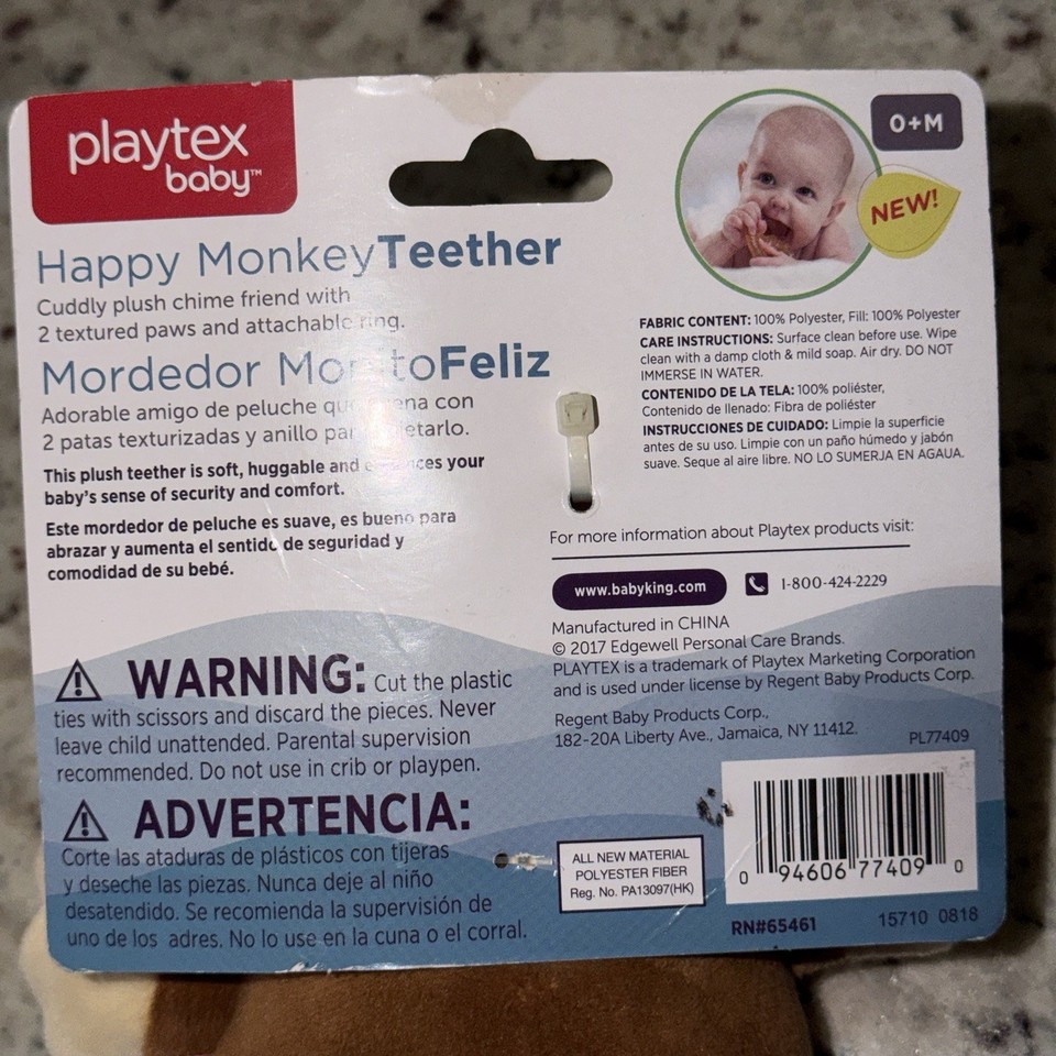NWT Playtex Baby Happy Monkey Teether New Plush | eBay
