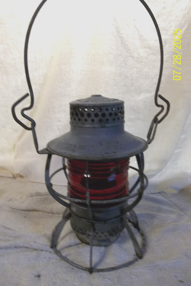 DRESSELL WABASH RY Railroad RR Lantern w/ RED Globe & Adlake BURNER POT ...