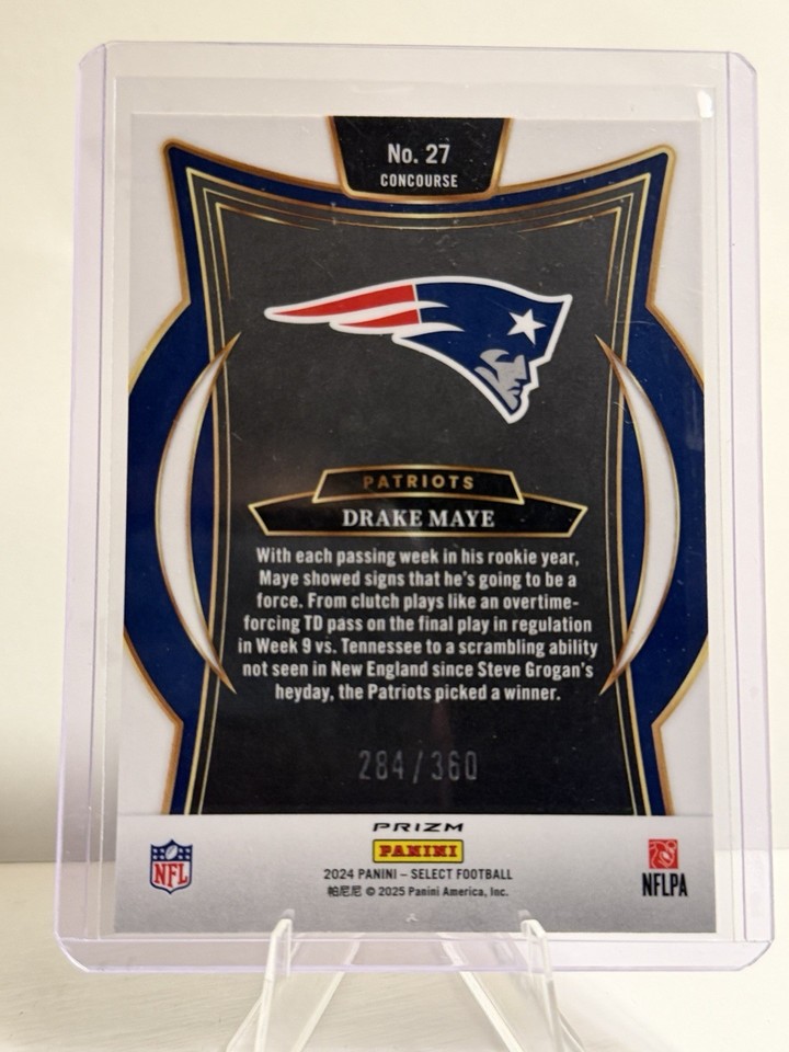 2024 Panini Select - Concourse Drake Maye #27 Purple Shock Prizm /360 ...