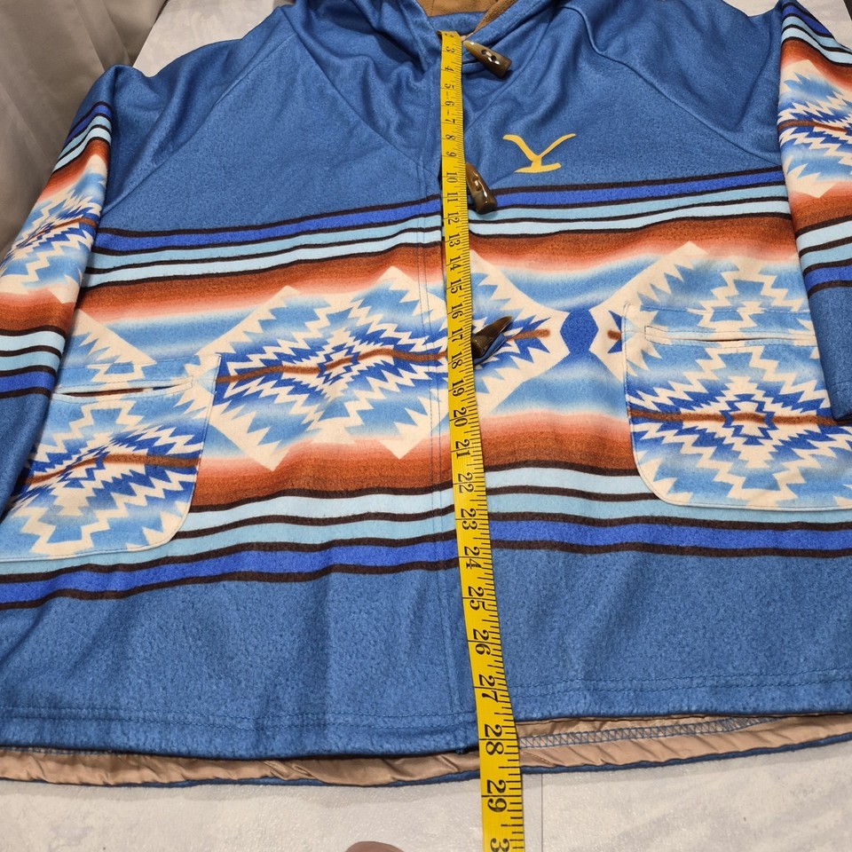 Aztec Southwestern Blue Hooded Poncho Style Coat TV Series Yellowstone ...