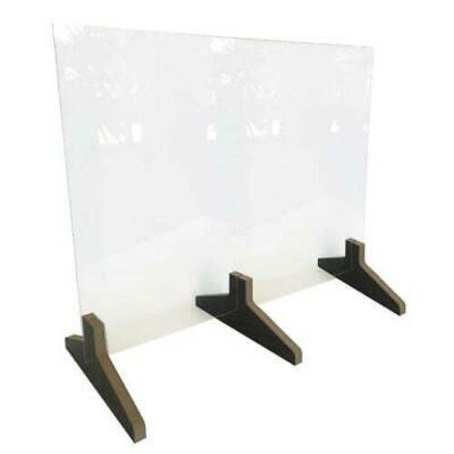 Waddell Counter-Top Protective Plastic Shield with 3-Piece Wood Base ...