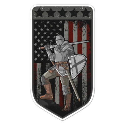 American Flag Knight, Vinyl Decal Sticker, Indoor Outdoor, 3 Sizes ...