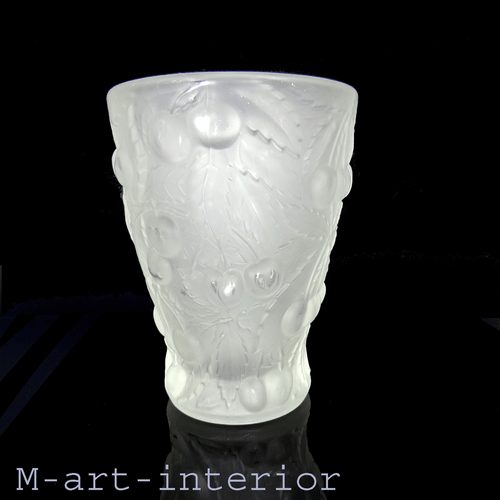 Art Deco Vase Joseph Inwald Frosted Barolac Czech Glass Cherries 1934 ...