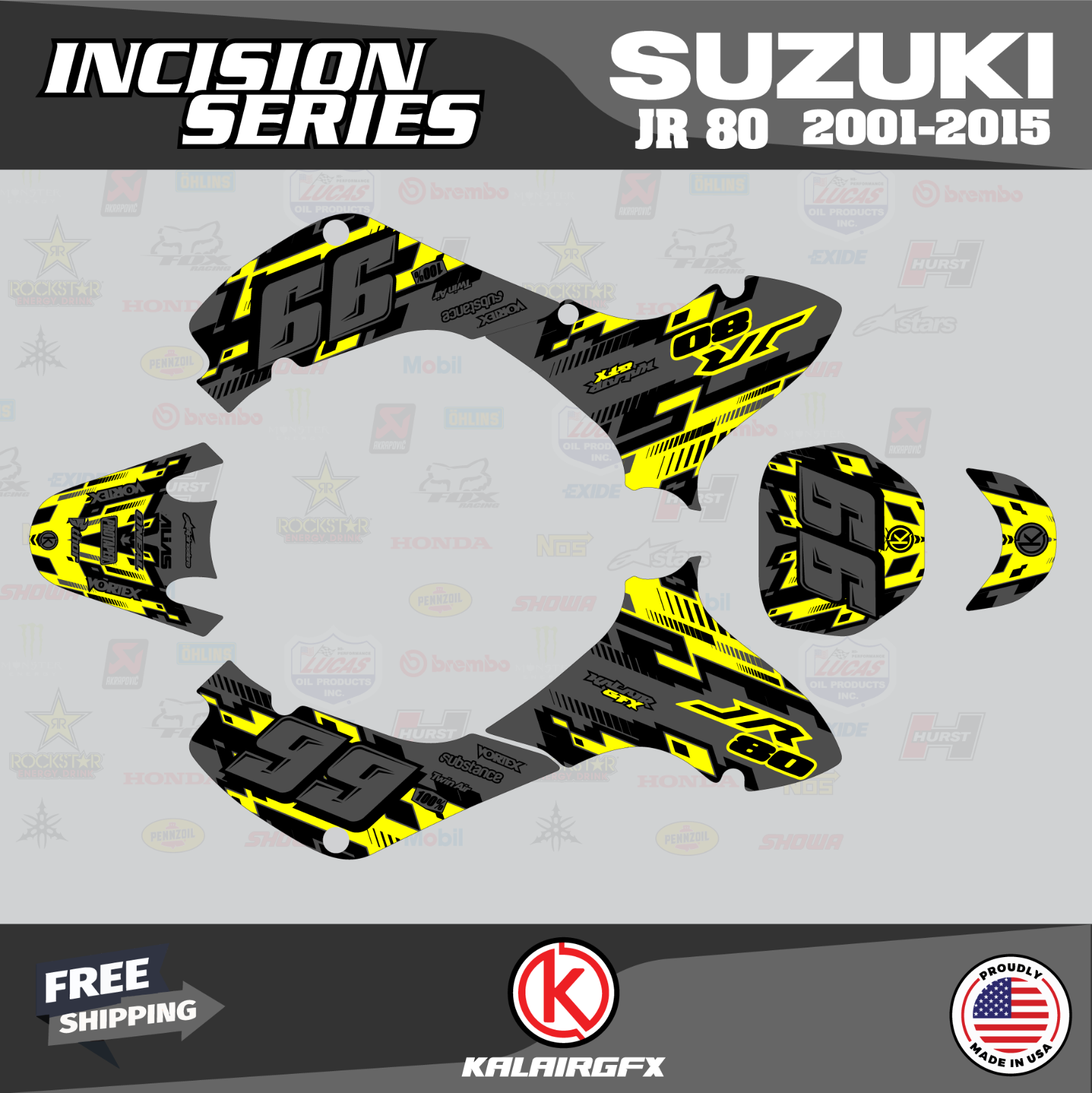 Graphics Kit for SUZUKI JR80 (2001-2015) JR 80 INCISION-yellow-shift | eBay
