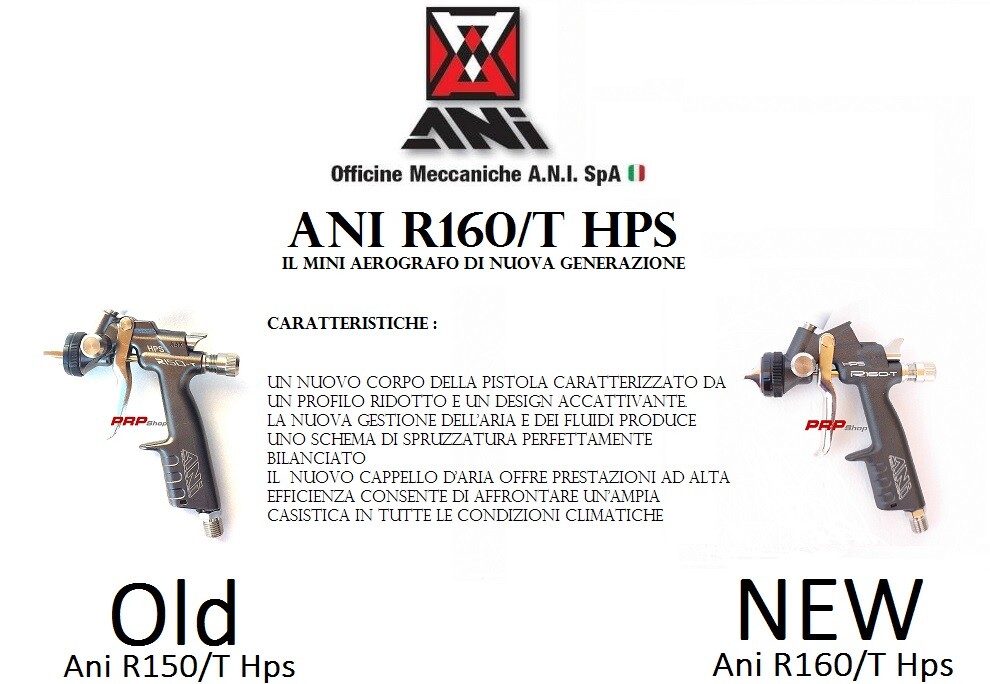 Ani R160/T Hps 0.8 Mini Aerografo Pistola A Spruzzo Verniciatura ex Ani ...