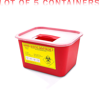 1 Gallon Sharps Container, Syringe Needle Disposal Container, 5/Box | eBay