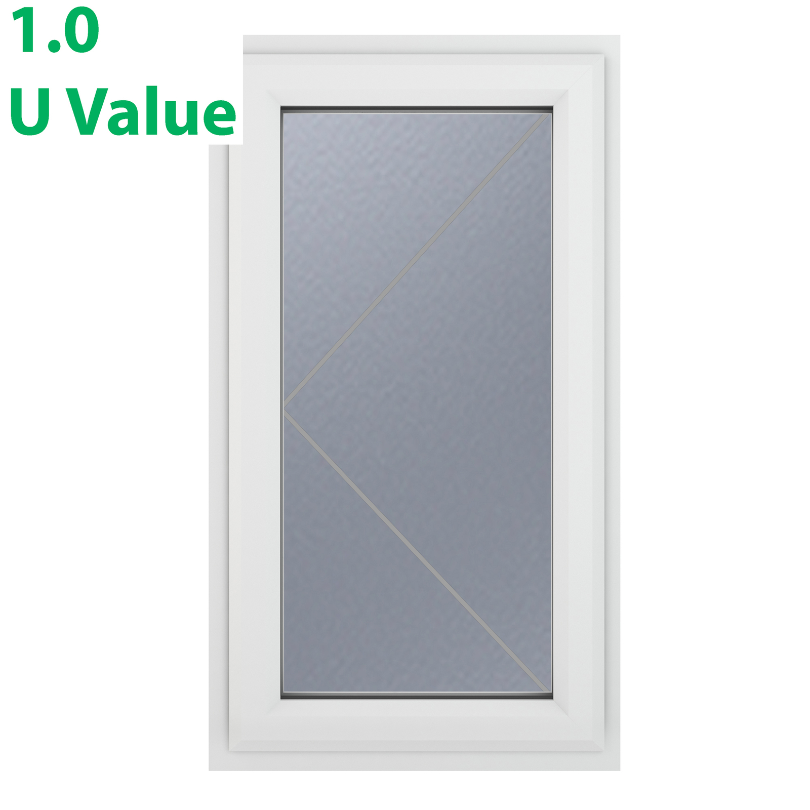 PVC Triple Glazed Window Obscure & Clear Glass & Frame Left Hand Side ...