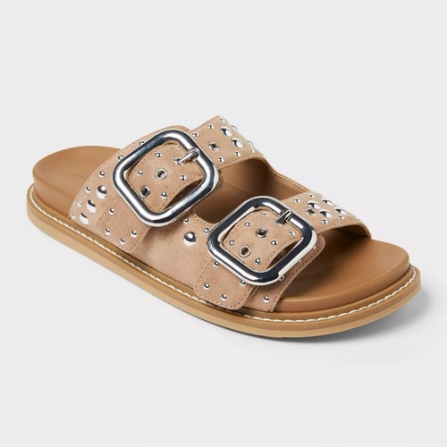 Women's Collin Slide Sandals - Universal Thread Taupe 5: Slip-On, Open ...