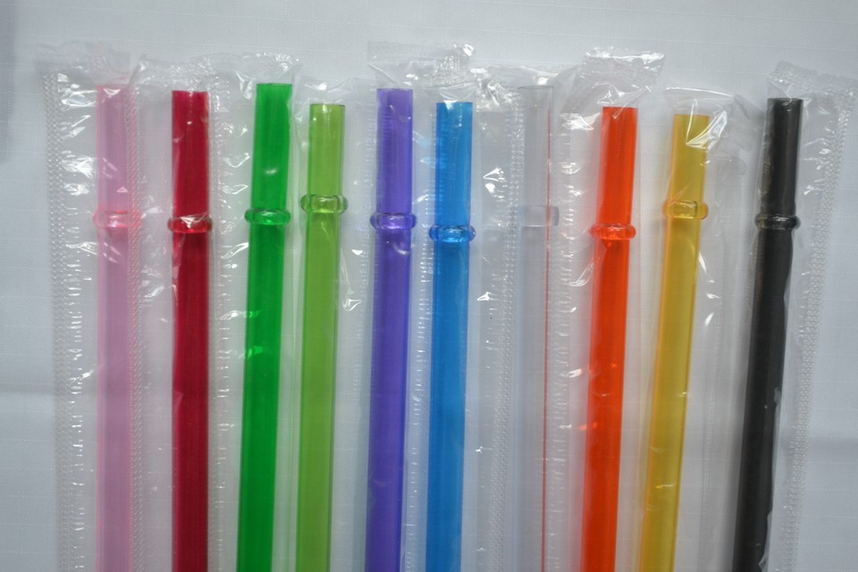 Reusable Straws Clear Solid Colors Plastic Acrylic 9” Rings Bpa Free