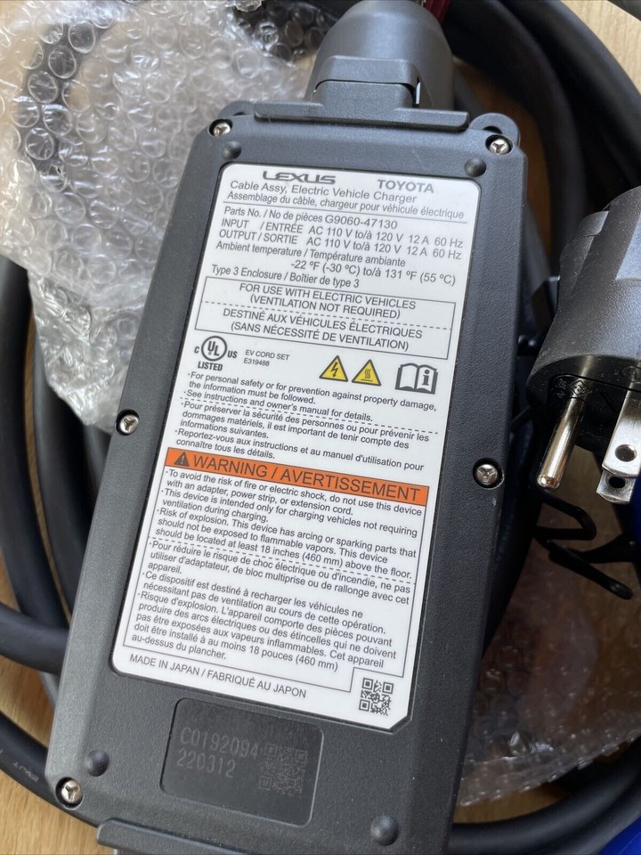 Brand New!!! Lexus RZ/NX/RX/TX OEM Plug-in EV 5-15 Charger Cable G9060 ...