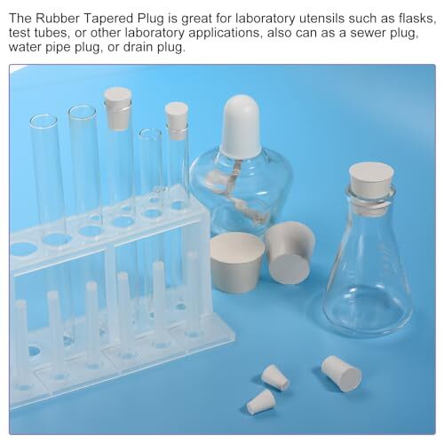 Rubber Tapered Plug 17mm to 23mm Solid Test Tubes Bungs Stopper White ...