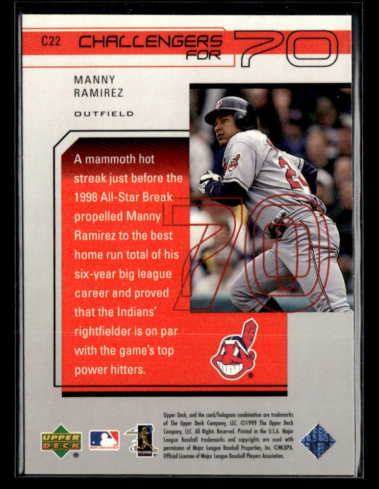 1999 Upper Deck Challengers for 70 #C22 Manny Ramirez Challengers ...