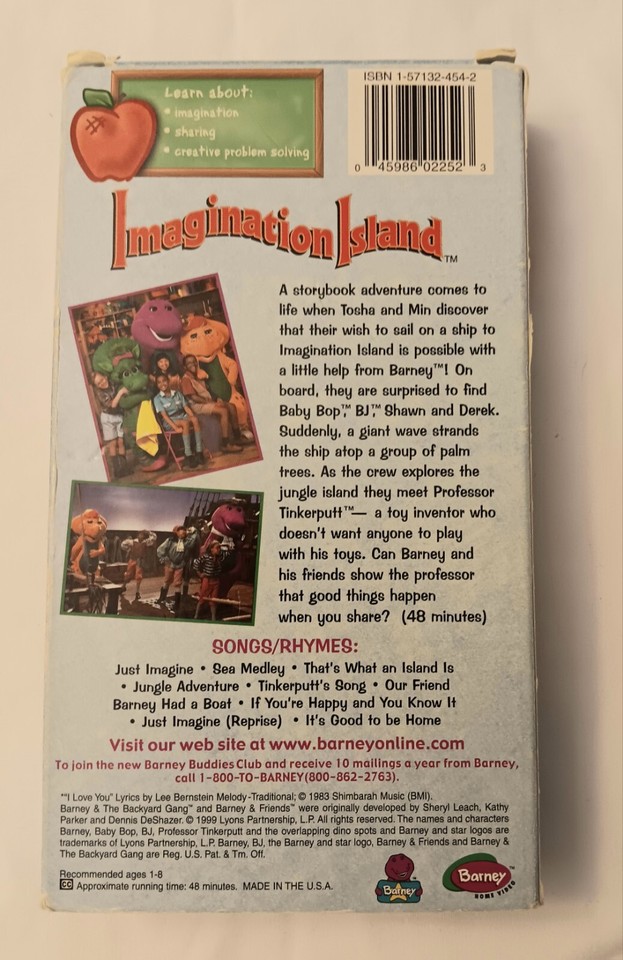 Barney - Barneys Imagination Island (VHS Tape, 1999) Classic Collection ...