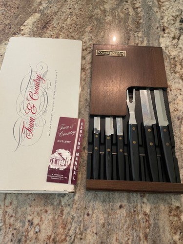 Vintage Washington Forge Town & Country Carving Set Walnut MCM Steak ...