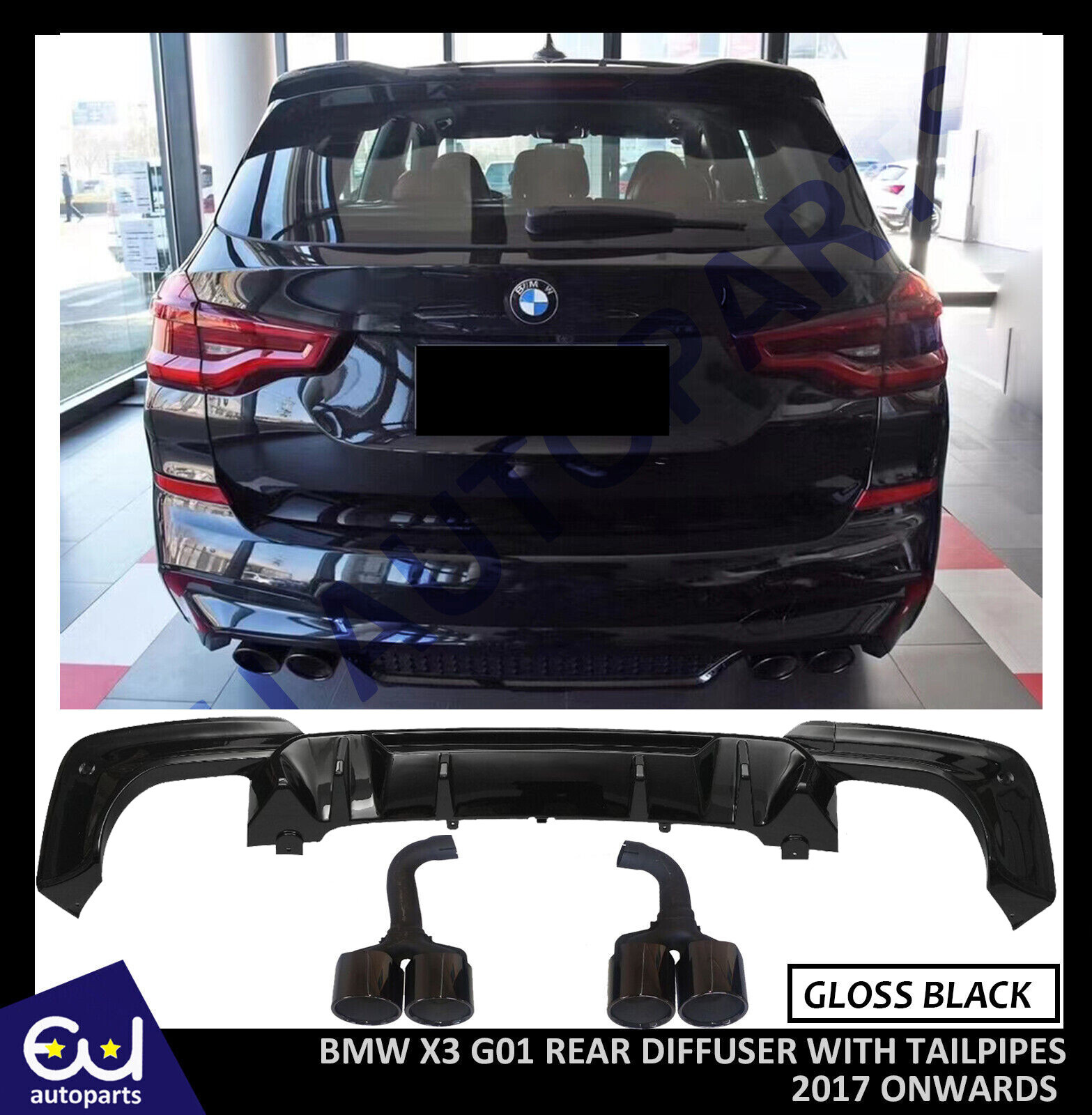 FOR BMW X3 G01 2017+ M-PERFORMANCE X3M STYLE REAR DIFFUSER WITH ...