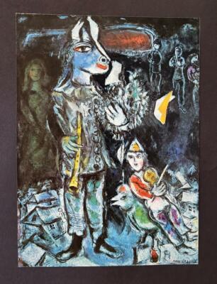 Marc Chagall "Figure With Flute" Mounted Color Offset Lithograph 1974 ...