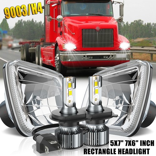 Pair 5X7 7x6inch LED Headlights Hi Lo Beam for International IHC 9200 ...