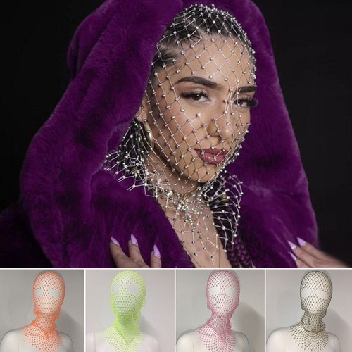 Head Mask Rhinestone Headcover Fishnet Headhood Cap Shining Diamond ...
