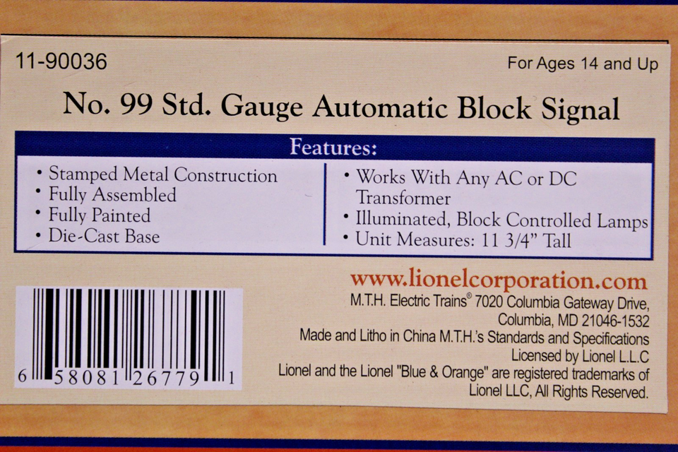 MTH 11-90036 No. 99 Automatic Block Signal - Lionel Tinplate - New!! | eBay