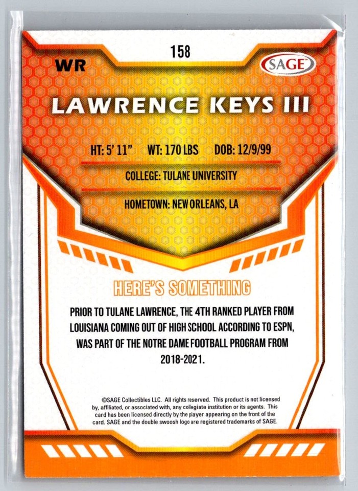 2024 SAGE HIT #158 Lawrence Keys III Blue | eBay