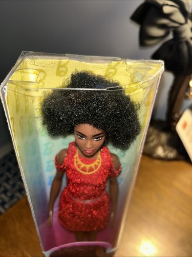 BARBIE DOLL #221 AFRICAN AMERICAN W/WILD HAIR IN BEAUTIFUL RED DRESS ...