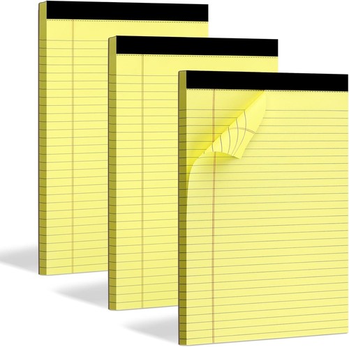 Yellow Legal Pads, 3 Pack Writing Pads 8.5 X 11 Inch, Micro Perforated ...