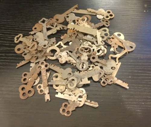 LOT of 87 VINTAGE Antique Keys Padlock Skeleton Flat Hollow Barrel RARE ...