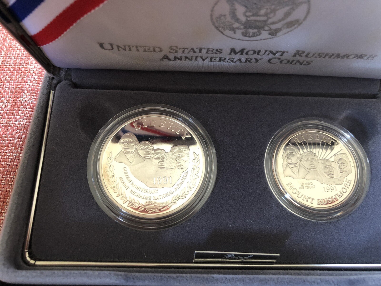 1991 Mount Rushmore Anniversary Commemorative Two Coin PROOF Set | eBay