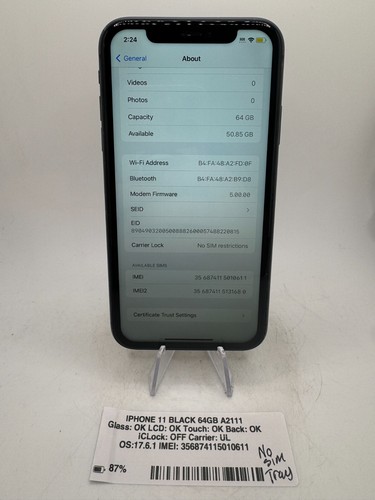 Apple iPhone 11 - Black - 64GB - (Unlocked) - A2111 - *FUNCTIONAL* | eBay
