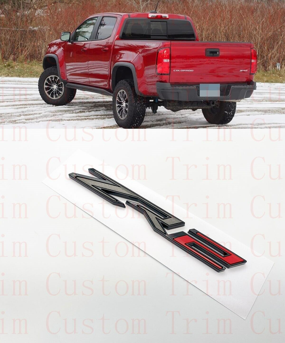 21-23 Colorado Tailgate Nameplate Logo Decal Emblem ZR2 Red Gloss Black ...