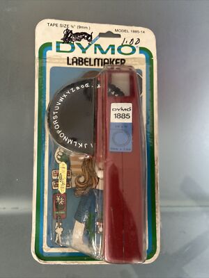 Vintage DYMO Label Maker Maroon 1885-14 Tape Size 3/8 inch(9mm) ©1977 ...