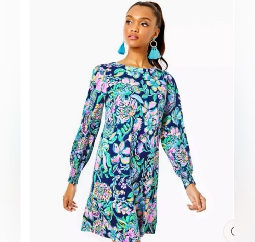 Lilly Pulitzer Diann Dress High Tide Navy She's Got Sol Size Large ...