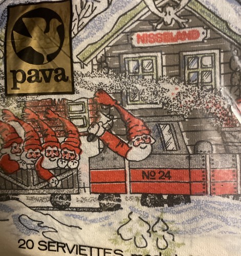 New Pkg 20 PAVA Vintage Paper Christmas Napkins Norway Santa Gnomes ...