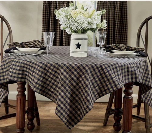 Park Designs primitive Sturbridge Table cloth Black /Tan check 54 ...