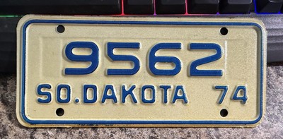 1974 South Dakota motorcycle license plate - Cool 4 Digit Plate -Unused ...