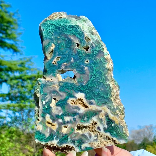 449G Natural Moss Agate Quartz Druzy Slice Extra Large Gemstone ...