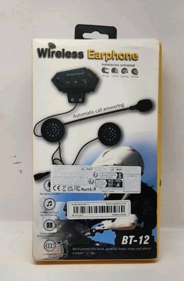 BT12 Bluetooth 5.0 Helmet Headset, Wireless Handsfree Stereo Earphone ...