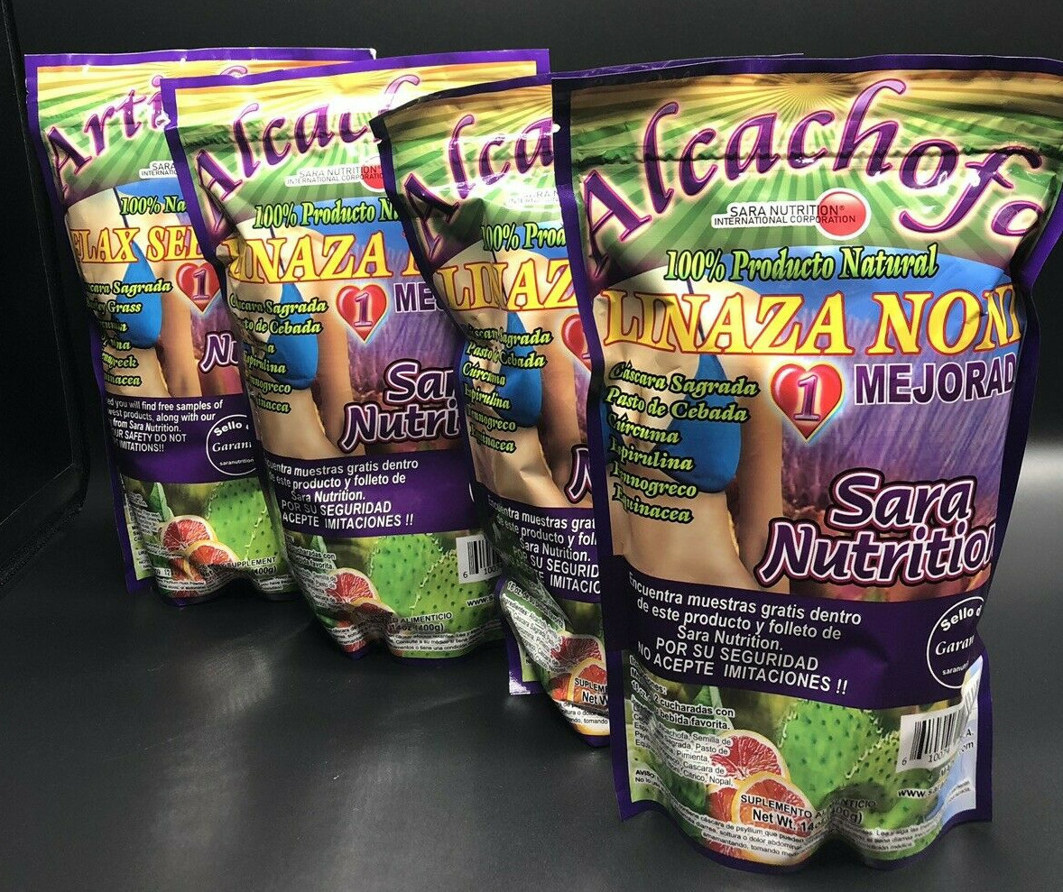 4 Pack New Alcachofa Linaza Noni Flax Seed Noni Sara Nutrition Colon ...