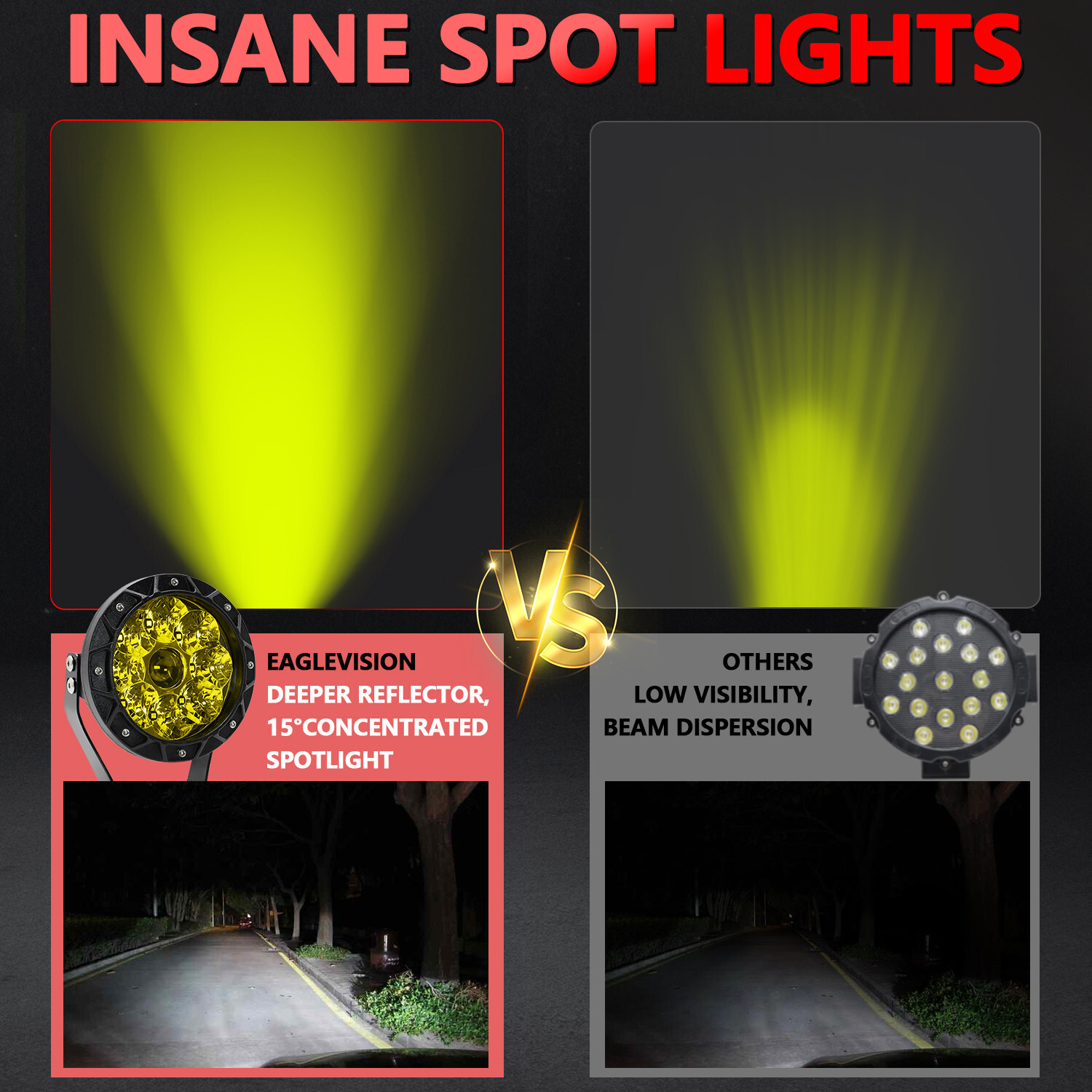 5in Car Headlight LED Work Light Driving Lamp Super Bright Fog Lights ...