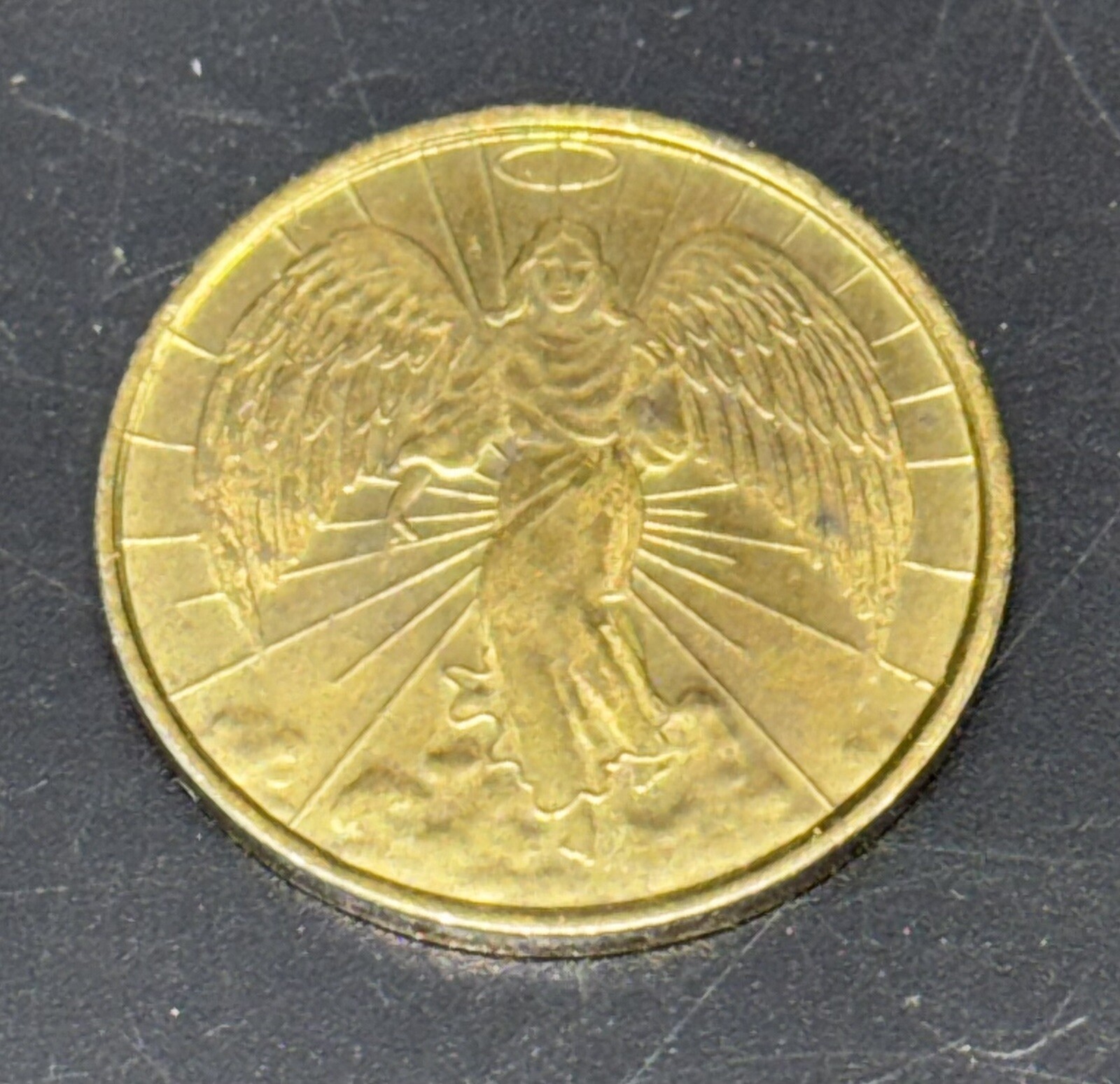 Vintage Gold Toned French Guardian Angel Medal Double Sided Religious ...