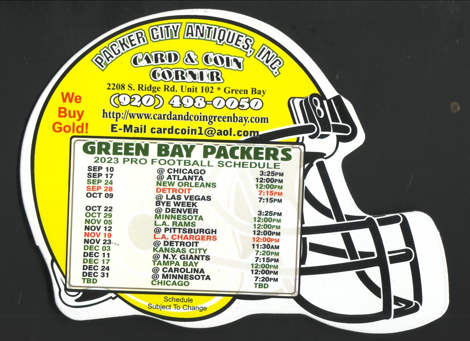 Green Bay Packers--2023 Magnet Schedule--Packer City Antiques | eBay