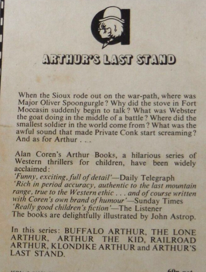 Arthur's Last Stand by Alan Coren Young Adult Western Thriller PB ...