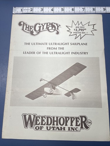 Rare The Gypsy Ultralight Sailplane Brochure Weedhopper Of Utah | eBay