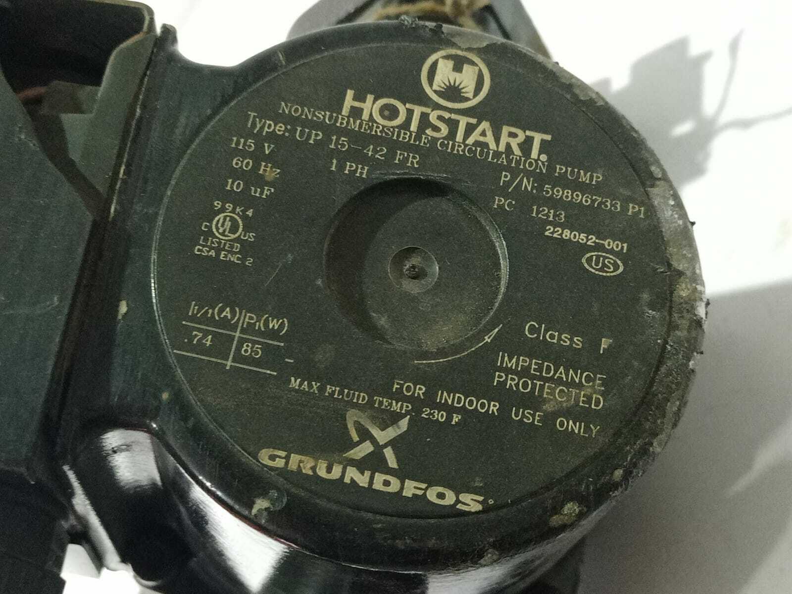 Grundfos Hotstart 15-42 FR Nonsubmersible Circulation Pump 59896733 P1 ...