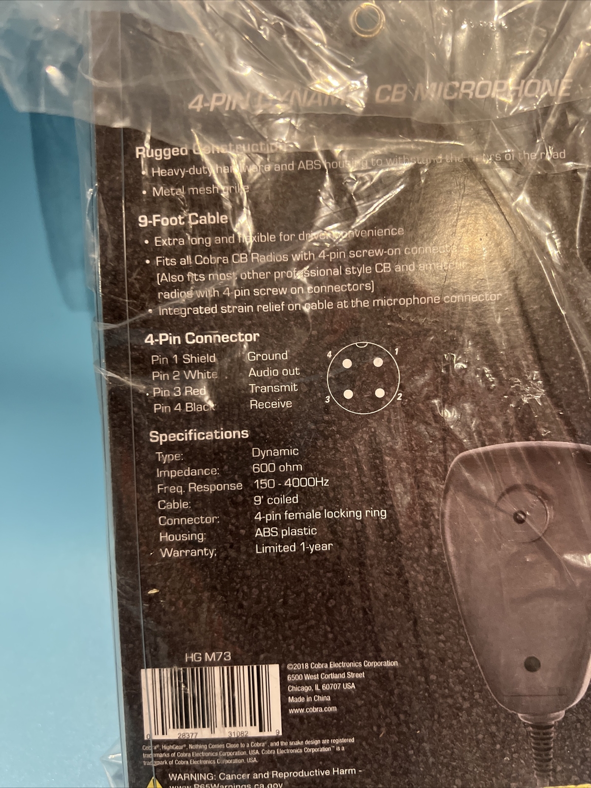 Cobra HG-M73 4-Pin Dynamic CB Radio Microphone HGM73 | eBay