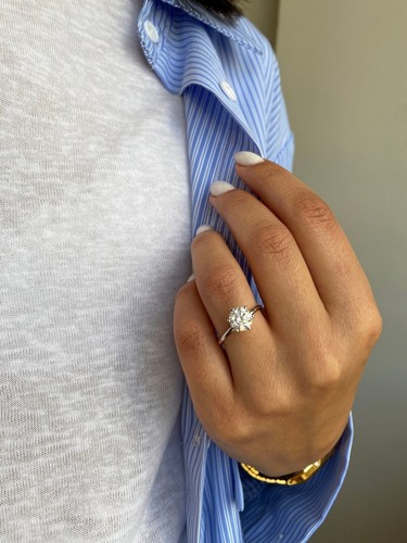 3 Carat G VS1 Round Solitaire Real Lab Grown Diamond Ring IGI Certified ...