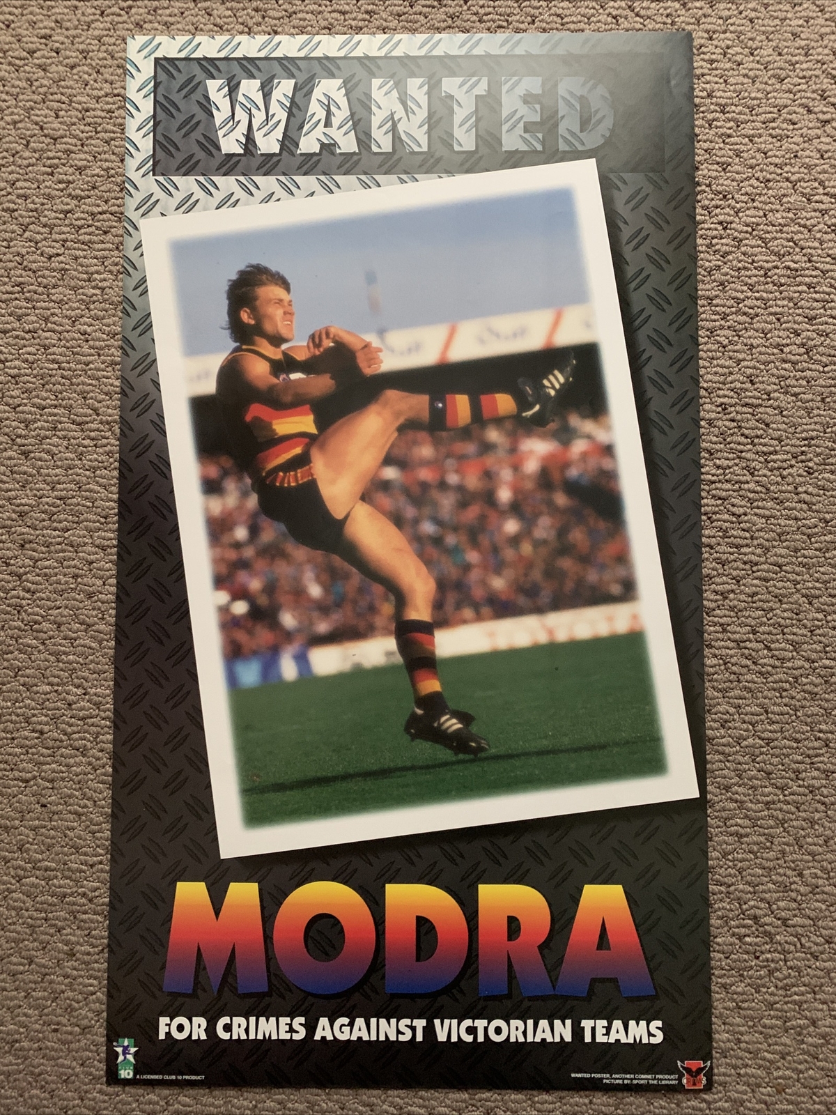 AFL TONY MODRA ADELAIDE CROWS CLUB 10 WANTED POSTER *RARE* | eBay