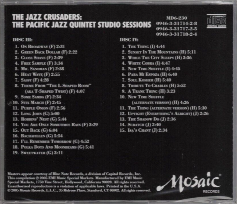 The Jazz Crusaders Complete Pacific Jazz Studio Sessions (6CD, Mosaic, 2005) NEW | eBay