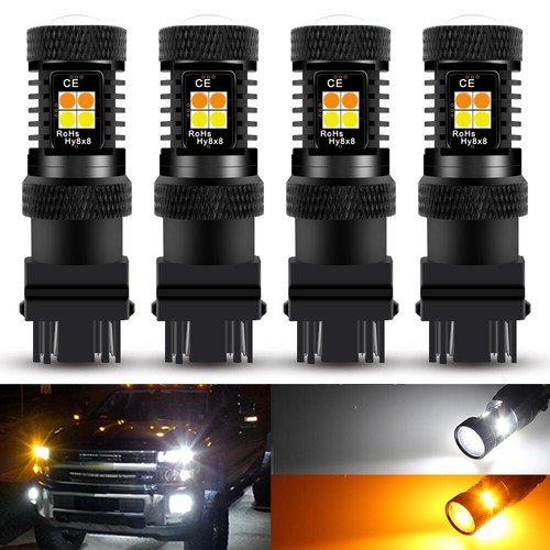 4X 3157 3156 LED Switchback Turn Signal Light DRL Bulbs 4157na 3457a ...