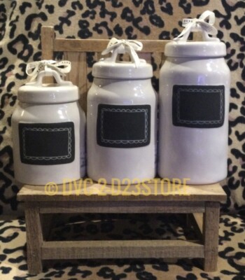 Rae Dunn TAKE NOTE Canister Set Of 3 CottageCore White Ceramic Black ...